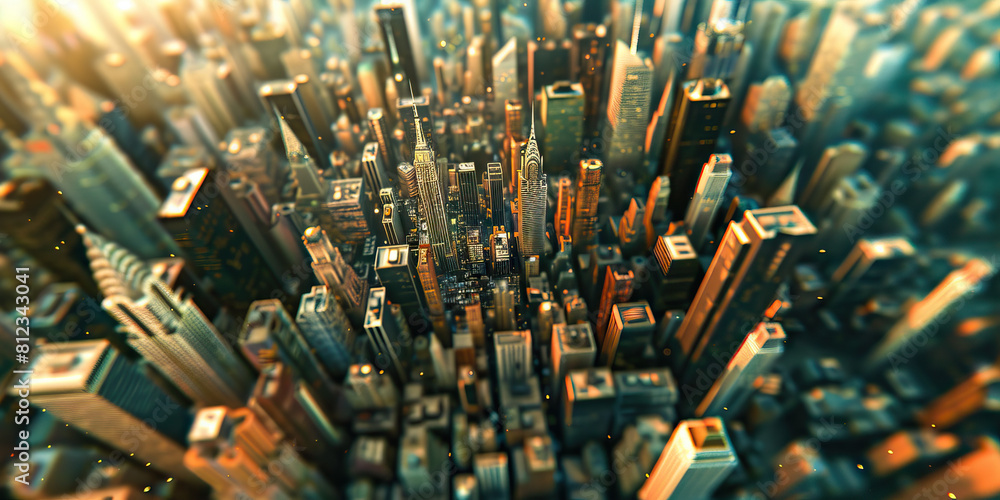 Vertigo View: A disorienting perspective of a city skyline, giving the ...