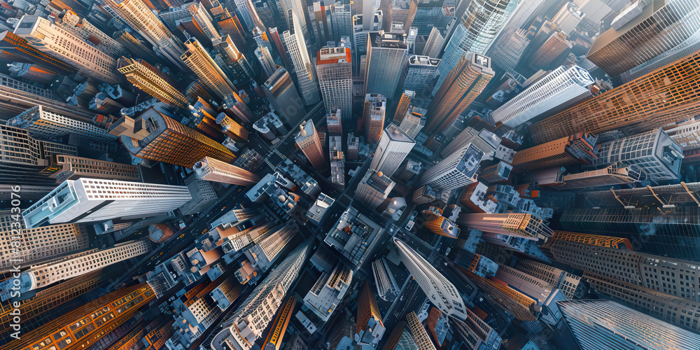 Vertigo View: A disorienting perspective of a city skyline, giving the ...