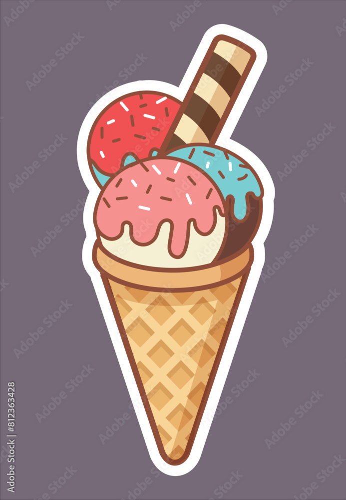 cartoon cone ice cream illustration Stock Vector | Adobe Stock