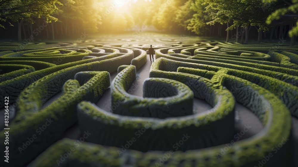 Lost in a psychedelic maze, searching for an escape in a surreal forest ...