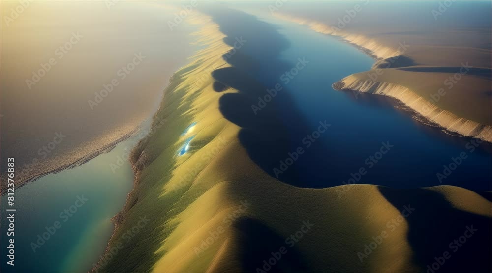 ฺBeautiful 3D map of land, river - high angle. World showing the earth ...