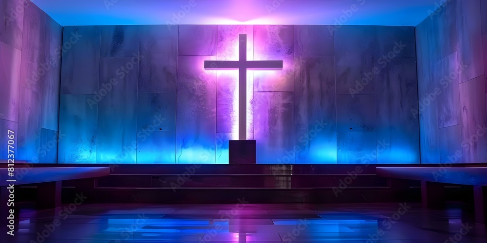 Religiousthemed background with clean wall central cross minimalist ...