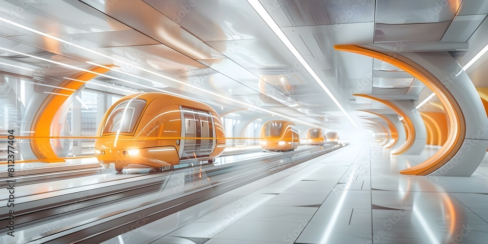 Modern terminal with futuristic transportation hub and smart ticketing ...