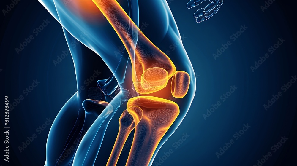 Stock-illustrationen An X-ray blue of a knee with the knee joint ...