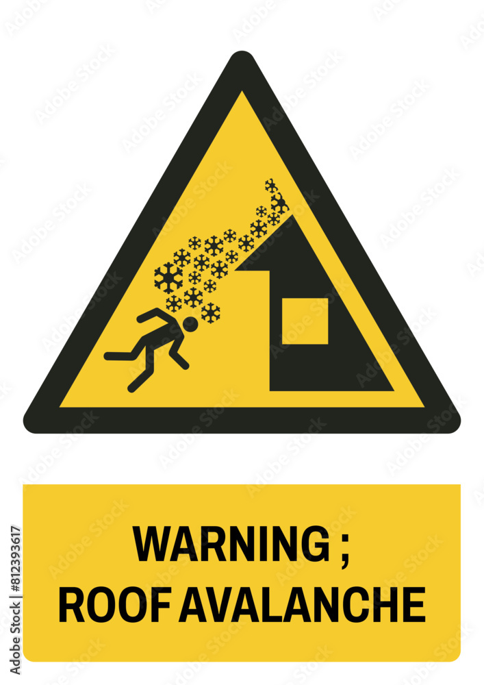ISO warning safety signs_warning ; roof avalanche size a4/a3/a2/a1 ...