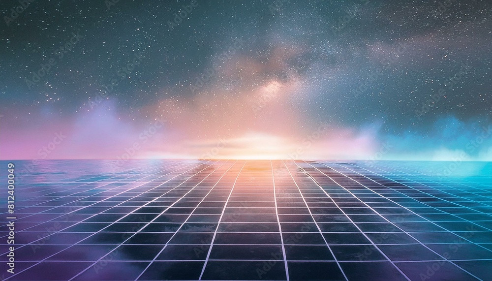 Synthwave vaporwave retrowave cyber background with copy space, laser ...