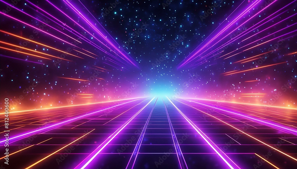 Synthwave vaporwave retrowave cyber background with copy space, laser ...
