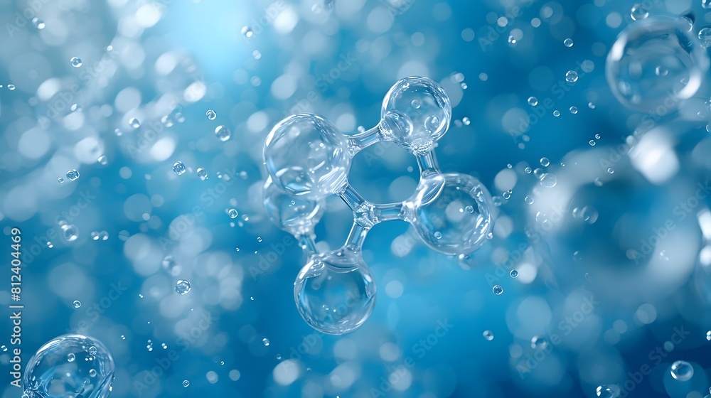3D rendering of a transparent molecular structure containing carbon and ...