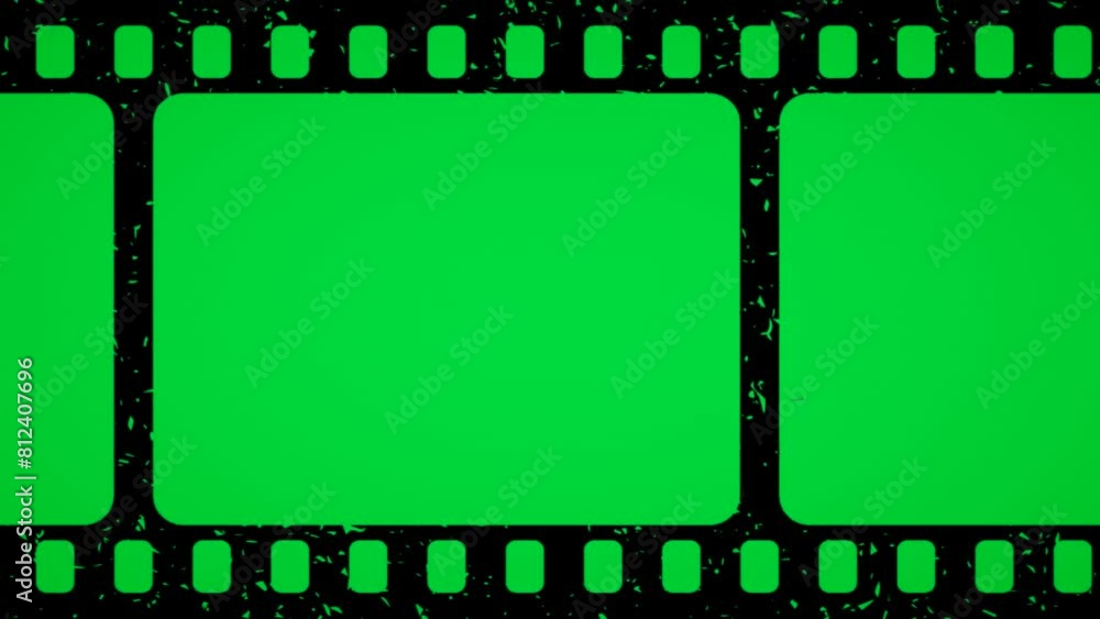 Green screen loop footage of old negative film strip frame. Slow ...