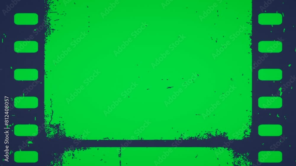 Green screen loop footage of old negative film strip frame. Slow ...