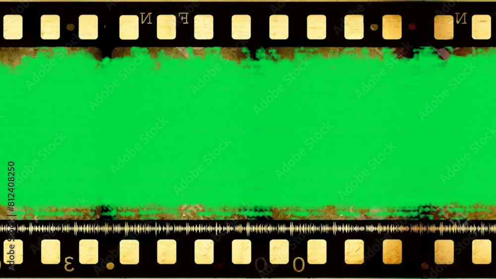 Green screen loop footage of old negative film strip frame. Slow ...
