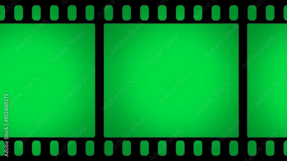 Green screen loop footage of old negative film strip frame. Slow ...