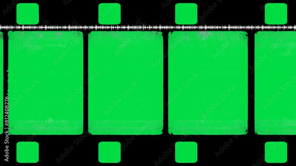 Green screen loop footage of old negative film strip frame. Slow ...