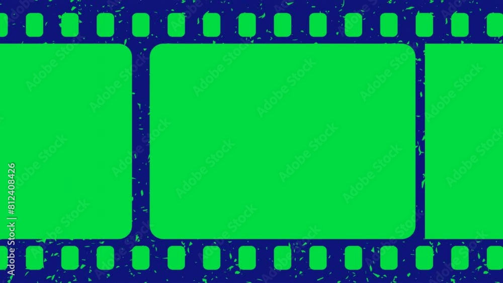 Green screen loop footage of old negative film strip frame. Slow ...