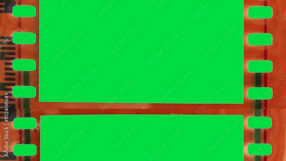 Green screen loop footage of old negative film strip frame. fast motion ...