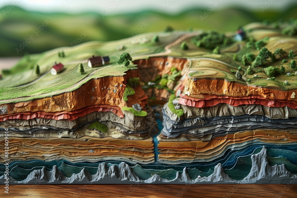 Schematic abstract cut geological structure of earth layers groundwater ...