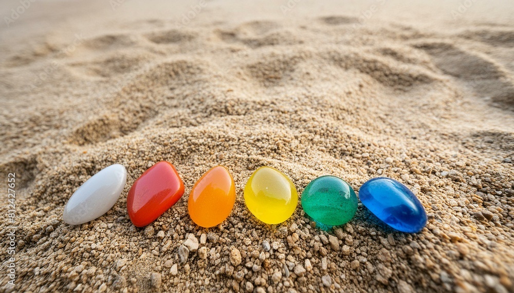 beach ball on sand, pills on white background, ball on the beach, green ...