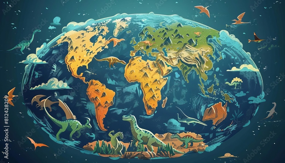 Represent a timelapse illustration of continental drift, showing how ...