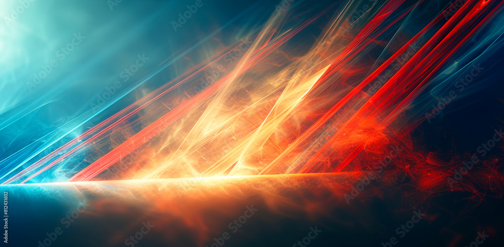 Vibrant Abstract Light Rays in Blue and Red Intertwining to Form a ...