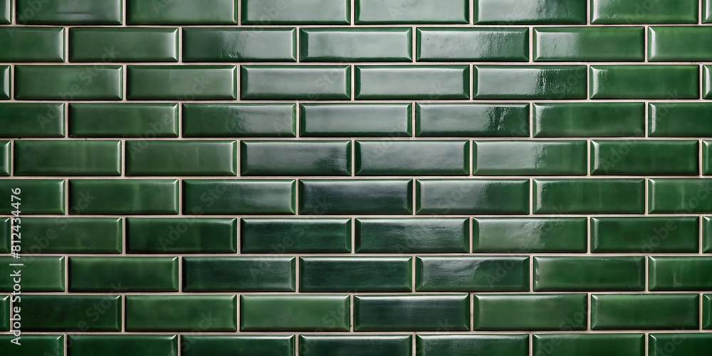 Dark green brick subway tiles ceramic wall texture wide tile background ...
