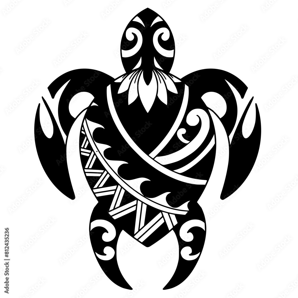 Tribal turtle tattoo design Polynesian style. Aboriginal samoan. illustration EPS10 Stock Vector ...