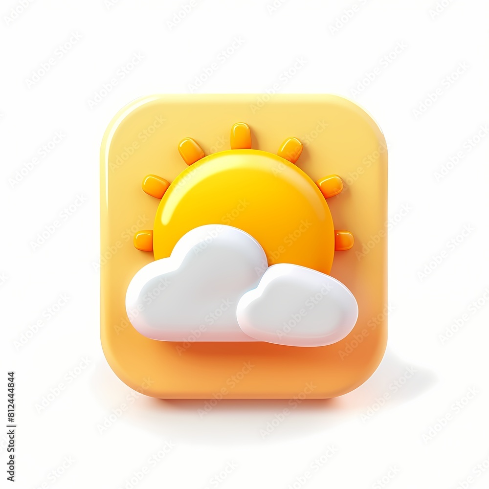 cute Sunrise icon, 3D render, white background, generative AI Stock ...
