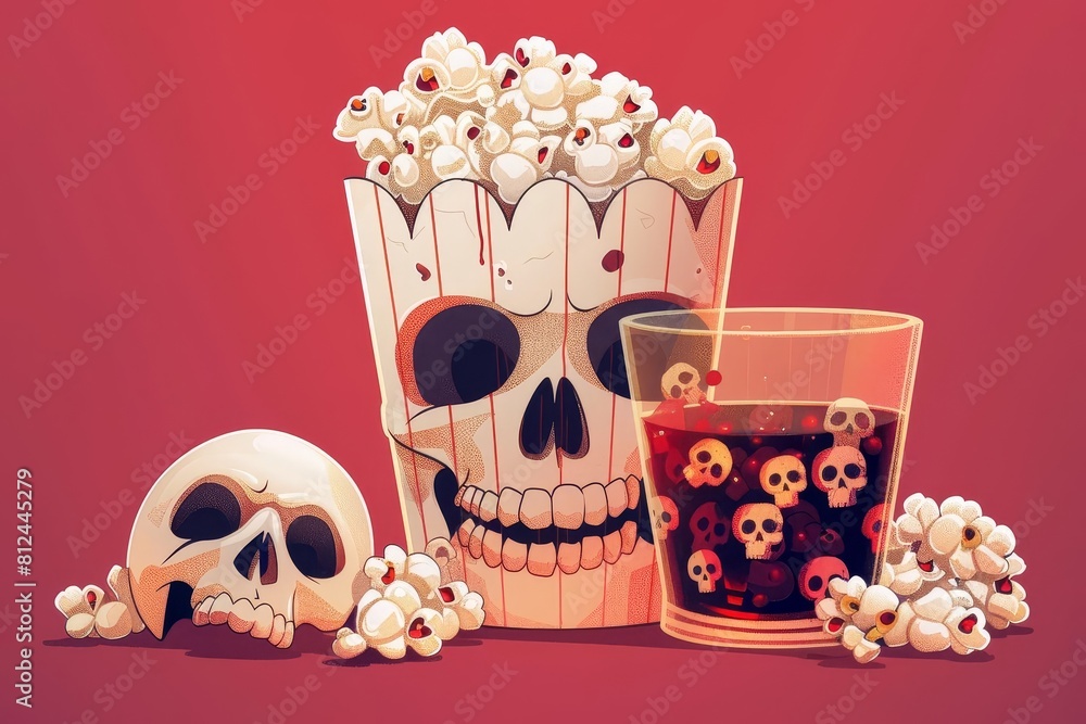 a horror themed popcorn and big glass of cola combo with the popcorn ...