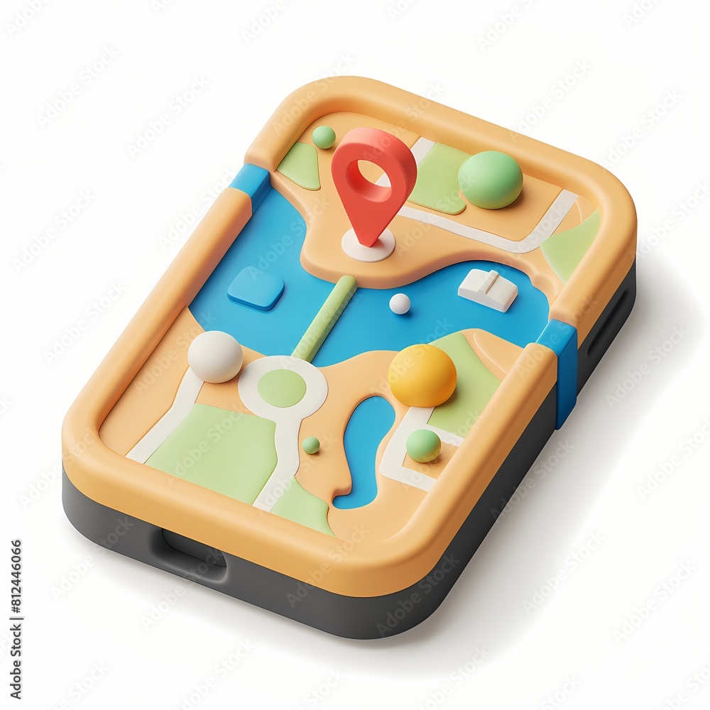 cute travel map icon, 3D render, white background, generative AI Stock ...