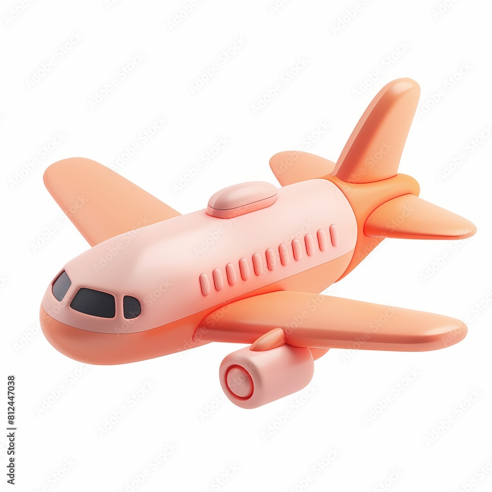 cute airplane icon, 3D render, white background, generative AI Stock ...