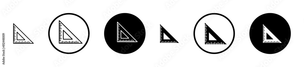 Triangle Ruler Vector Icon Set. Architect Measure Triangle Scale Sign. Stationery Geometry ...