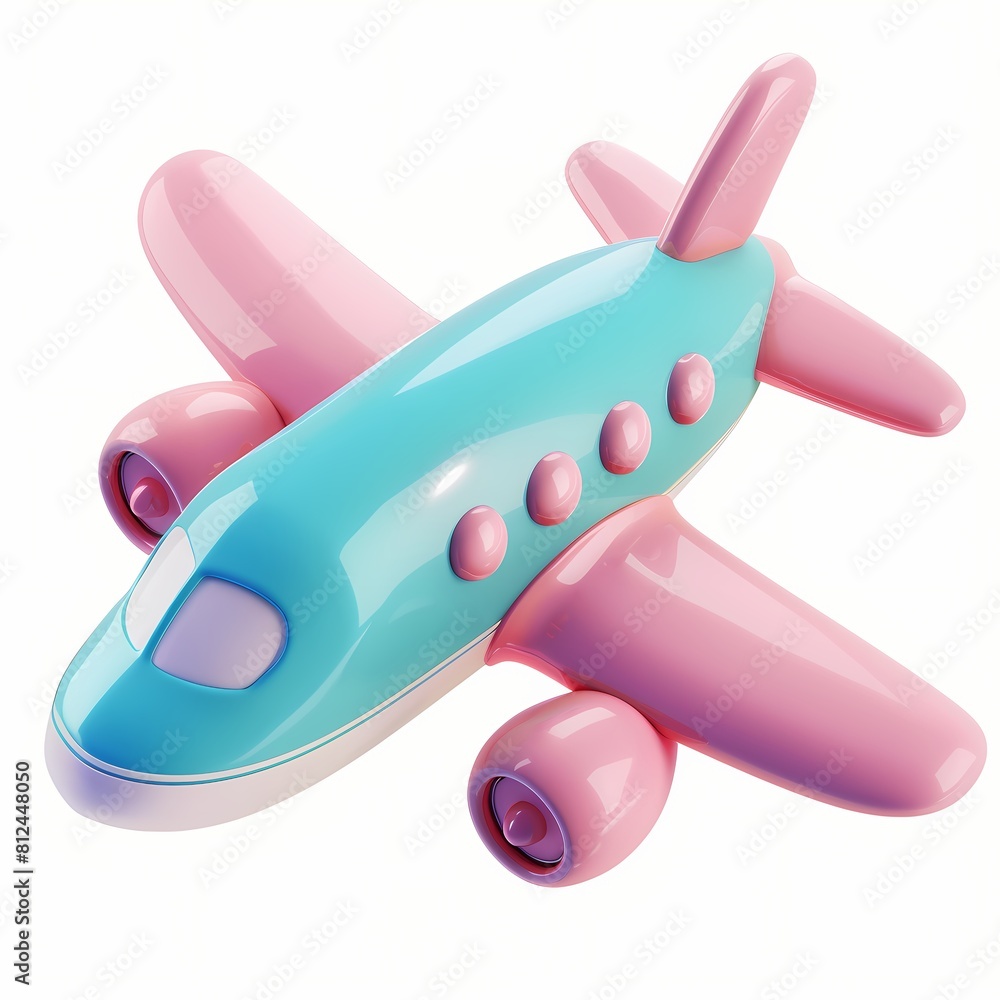 cute airplane icon, 3D render, white background, generative AI Stock ...