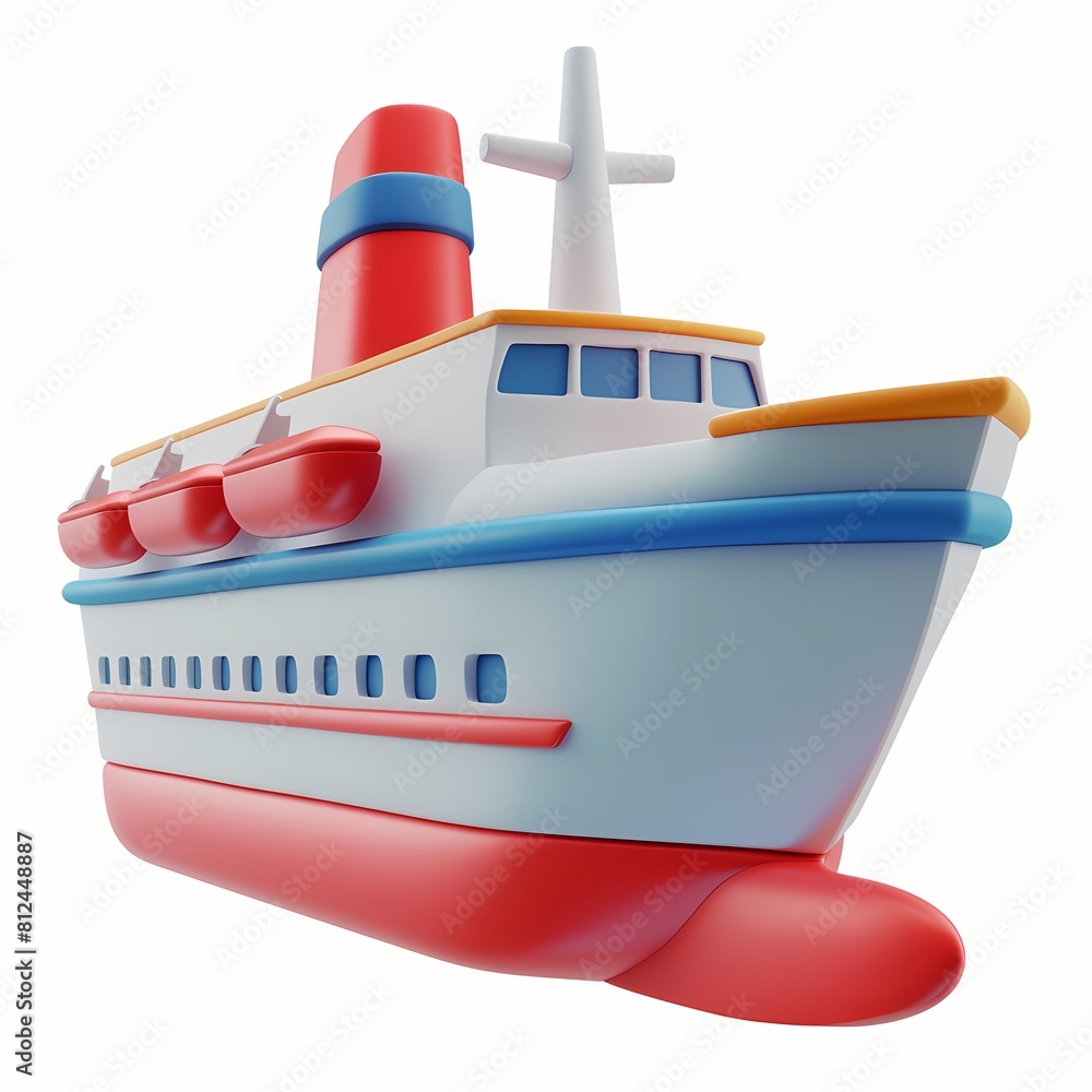cute Cruise Ship icon, 3D render, white background, generative AI Stock ...