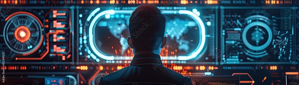 Cyber threat intelligence, top view, analyzing malware patterns ...