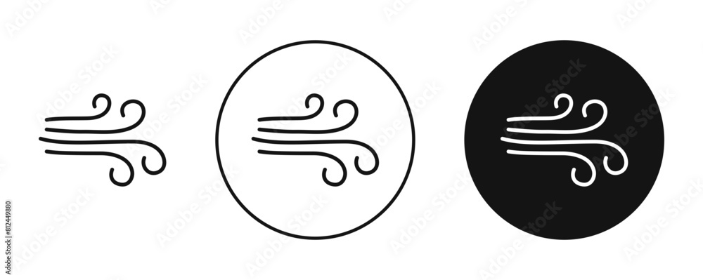 Wind Vector Icon Set. Ocean Air Blow Sign. Cyclone Flow Speed Symbol ...