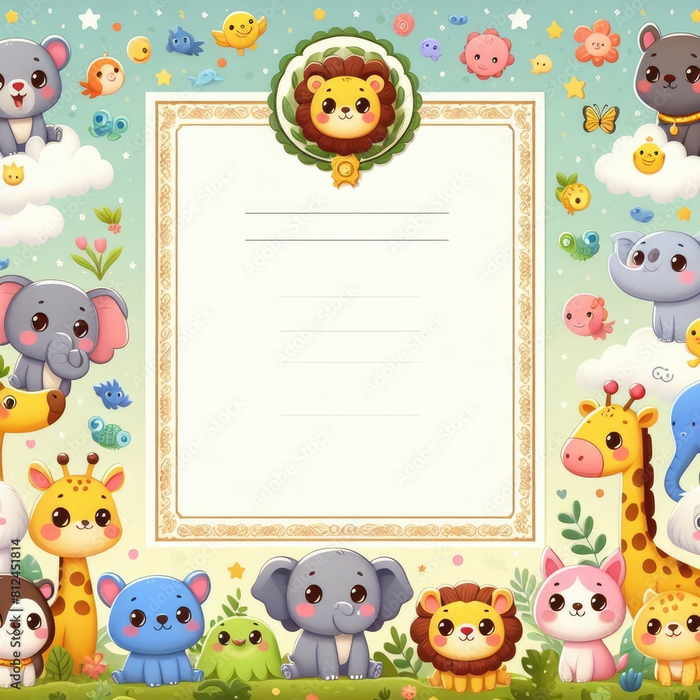Zoo Animals Themed Certificate Design: Creativity with Wild Creatures ...