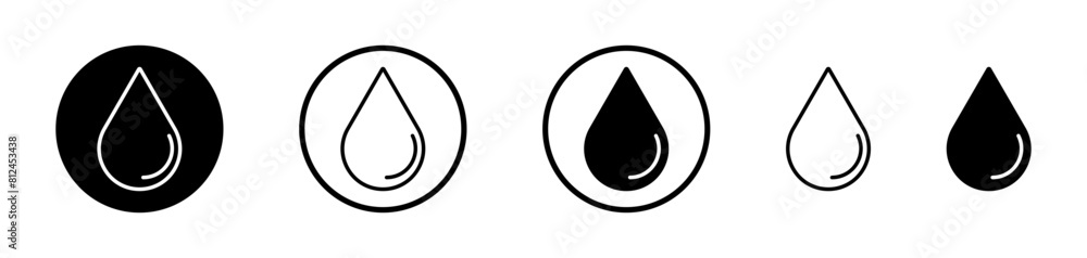 Water Droplet Icons. Liquid Drop and Drip Vector Symbols. Stock Vector ...