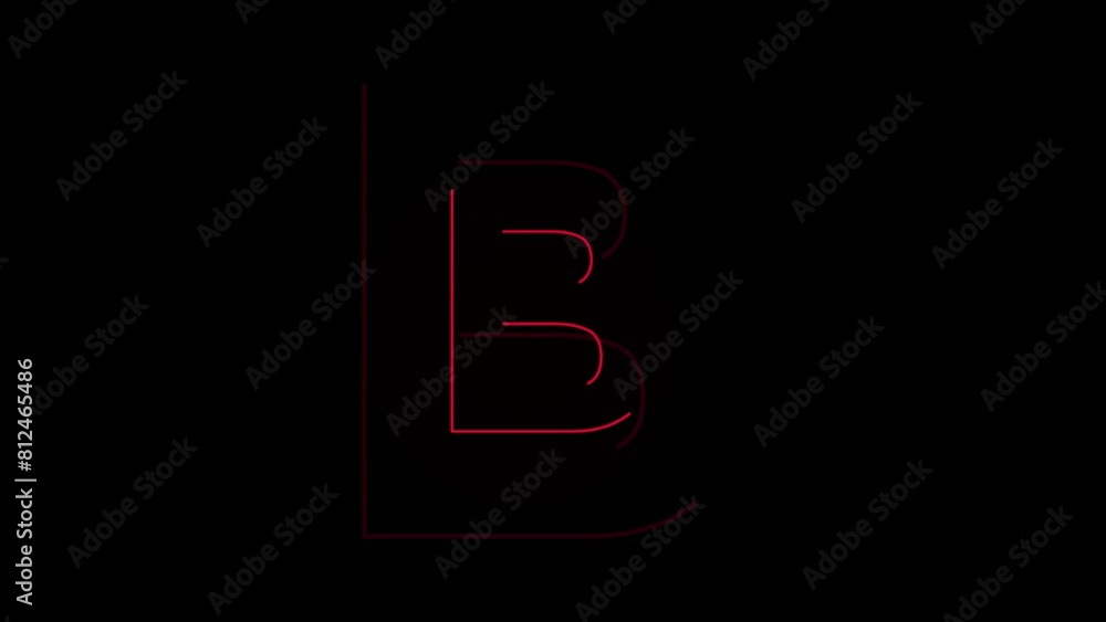 Trendy alphabet letter B animation with a glowing neon light effect on ...