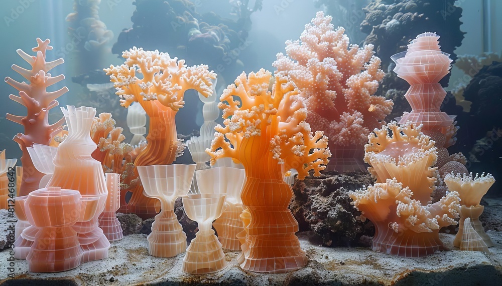 An image of 3Dprinted coral structures that are designed to help real ...