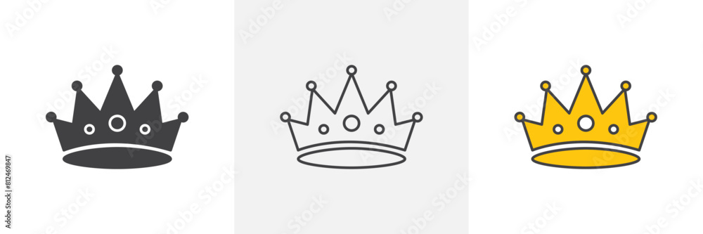 Royal Accessory Icon Set. King or Queen Crown Vector. Royalty VIP ...