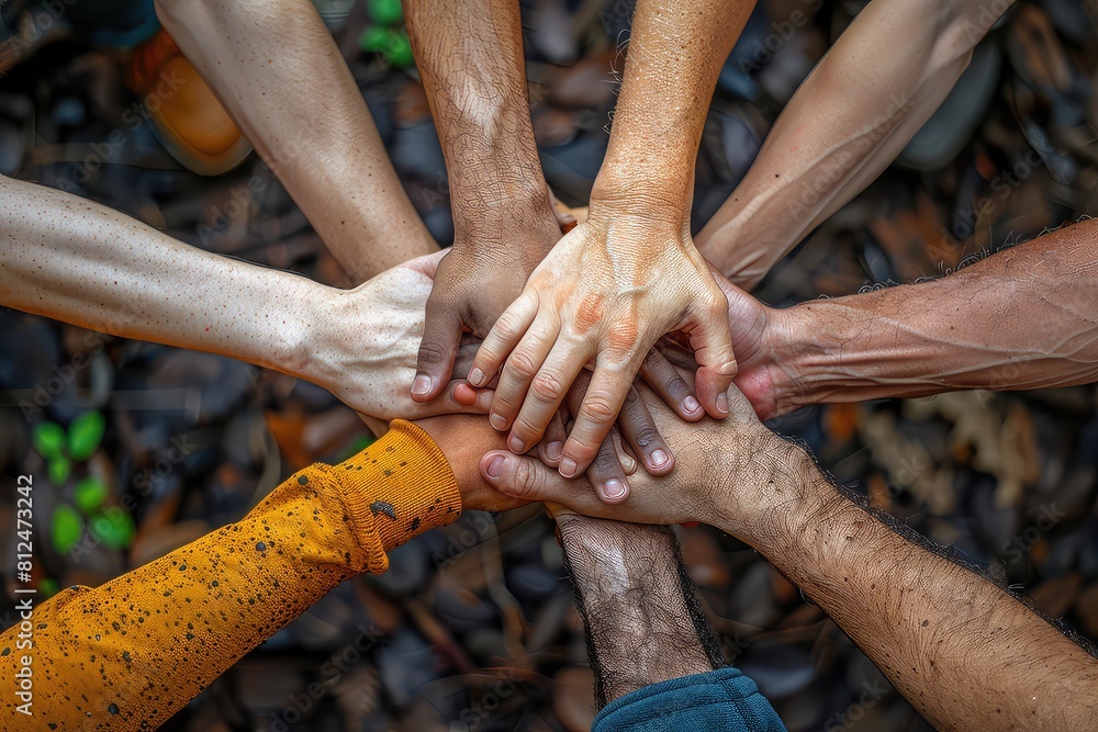 Multicultural inclusive people holding hands. A beautiful display of cultural diversity, as ...