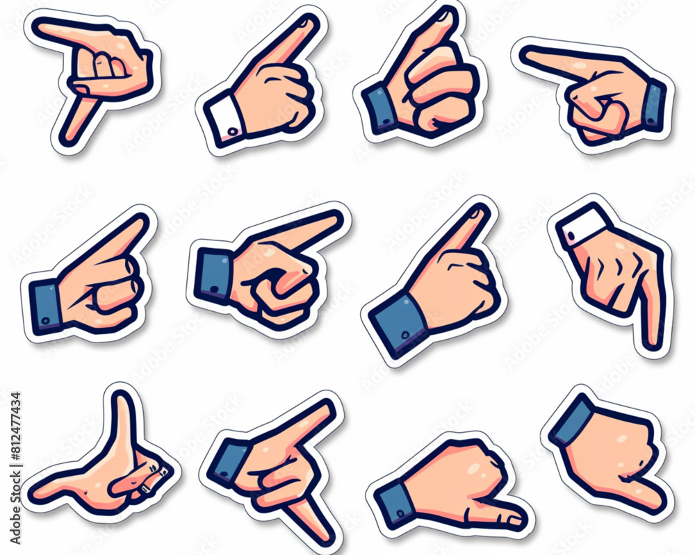 Sticker designs, vector graphics, hand gestures pointing down icons ...
