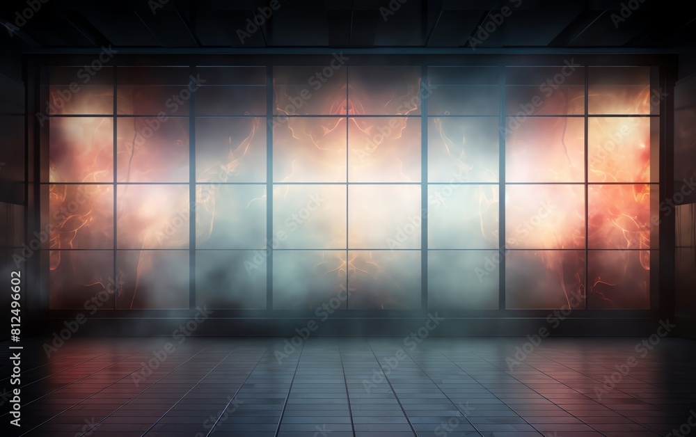 Frosted glass window with a subtle light flare, providing a mysterious ...