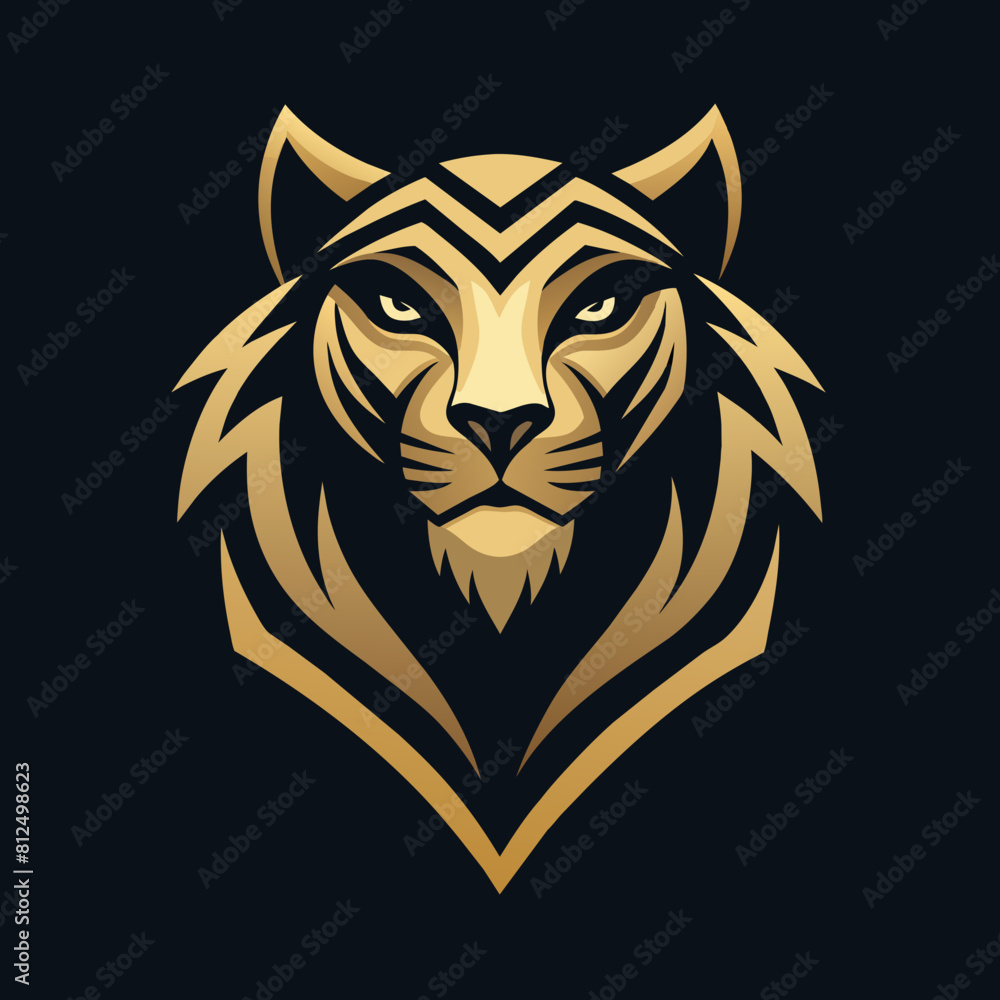 Vetor de black Golden Aura Unique roaring tiger face, front view, club ...