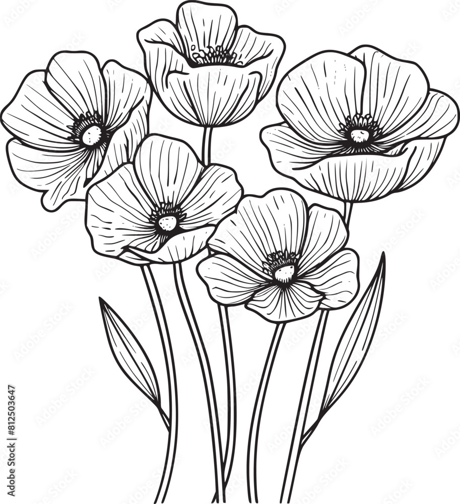 flower, drawing, floral, woodcut, vector, black, sketch, background ...