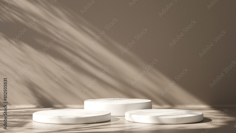 3d display product beige minimal scene with geometric podium platform ...