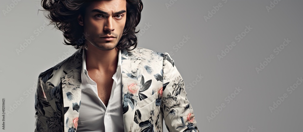 Handsome male model showcasing men s fashion concept in a close studio ...
