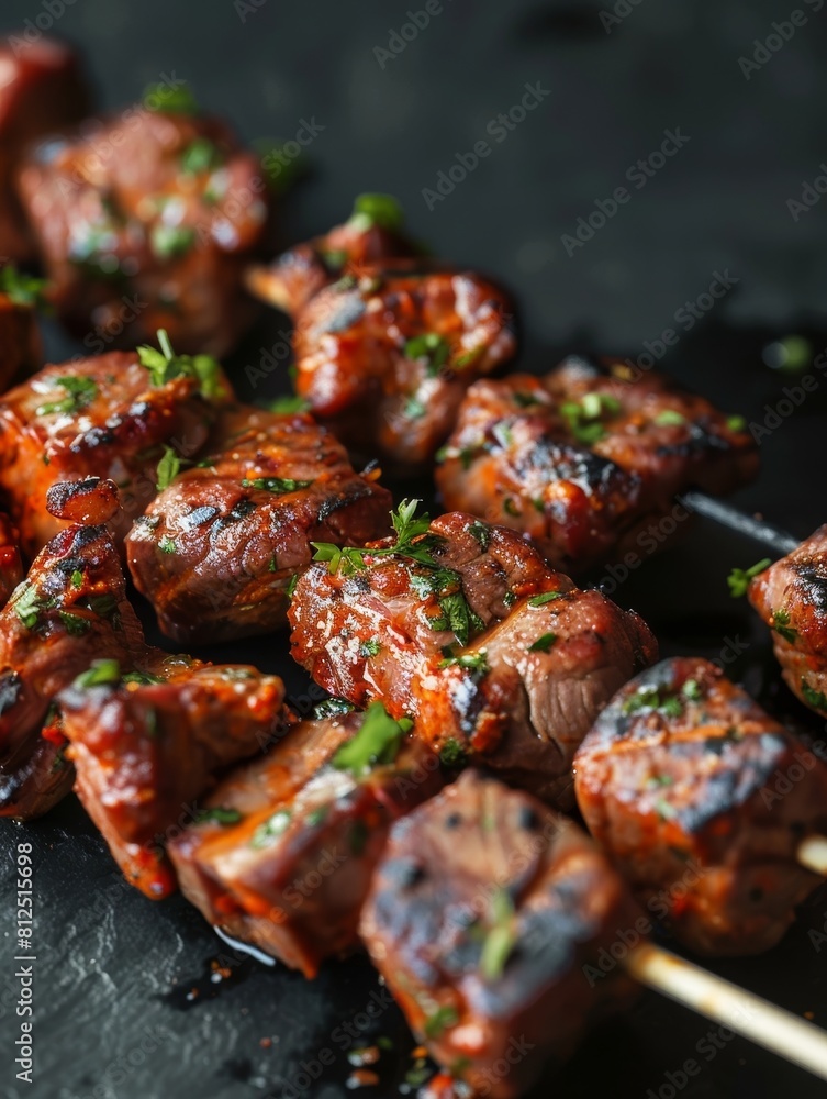 Peruvian anticuchos, skewers of grilled heart meat marinated in garlic ...