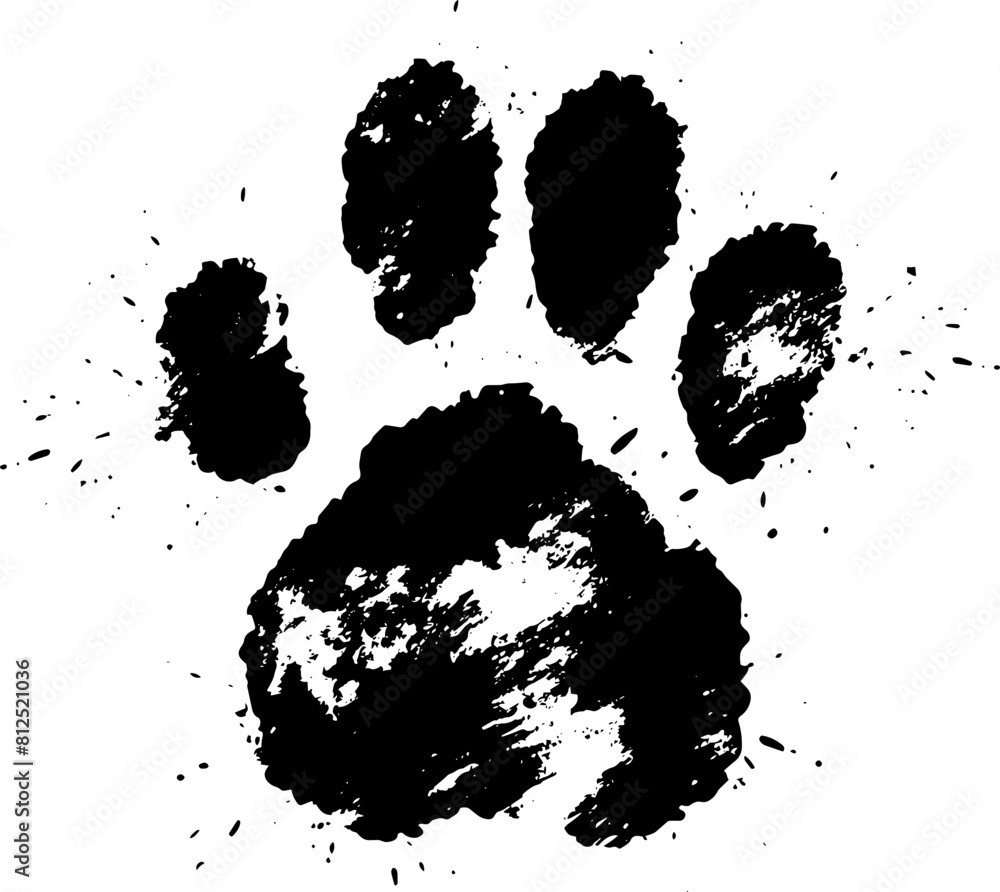 Grunge Paw print svg, distressed paw print svg, paw print vector, paw ...