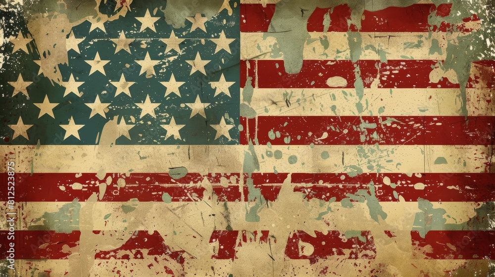 A vintage background with old-fashioned patriotic posters and signs ...