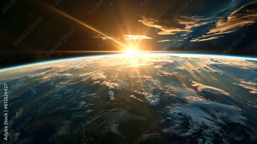Sunrise from low earth orbit. Sunrise from space. We can see the ...
